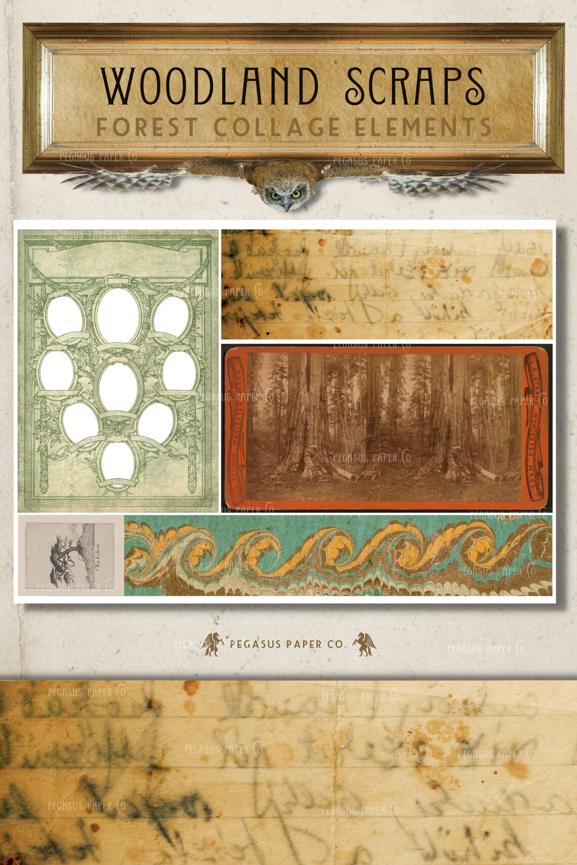 Woodland Scraps and Leaves Forest Collage Elements Printable - Etsy