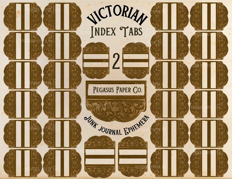 Victorian Index Tabs 2 for Junk Journals, Notebooks, Printable ...