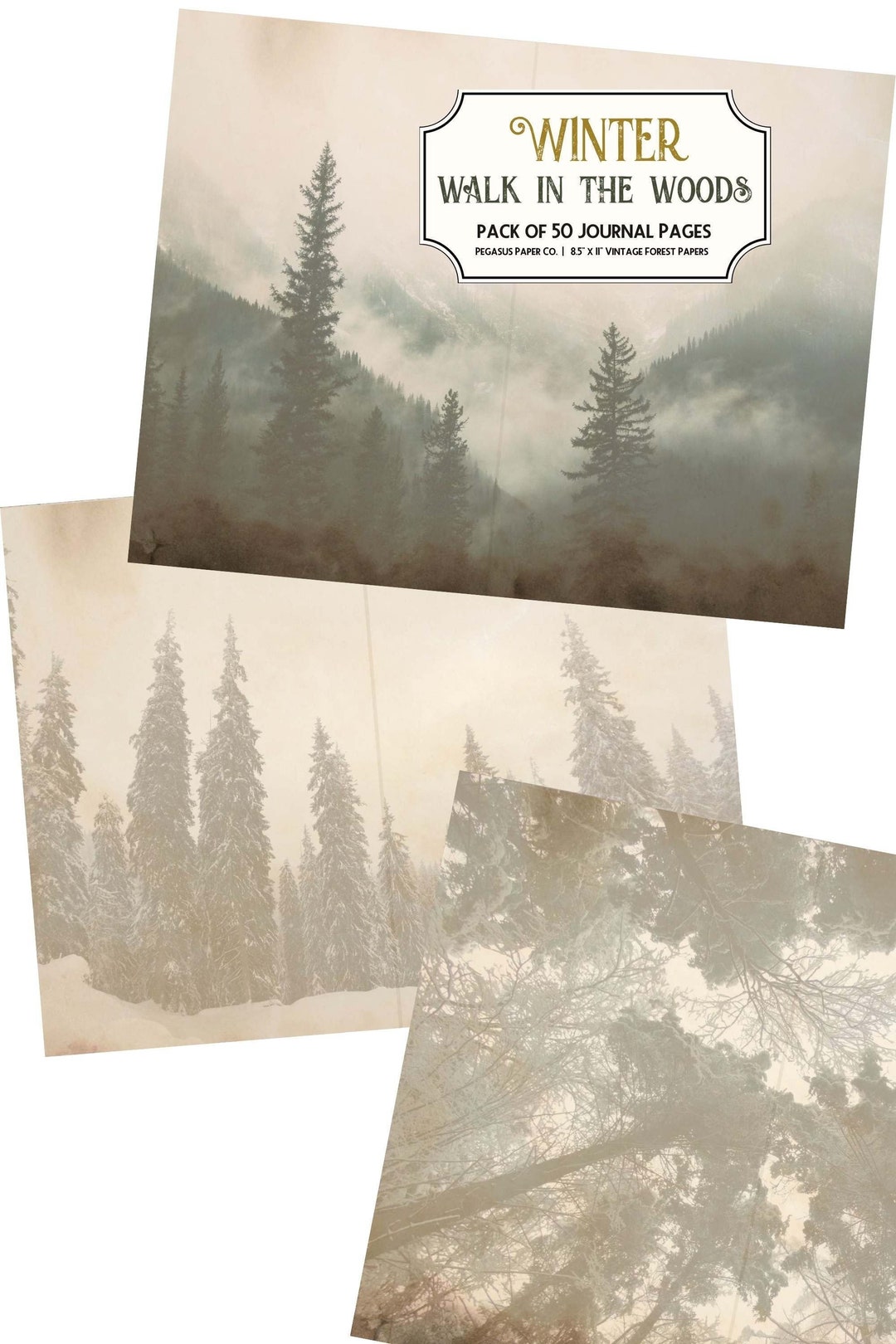 Winter Wonderland Junk Journal Pages Mega Pack - Forest and Snow Papers ...