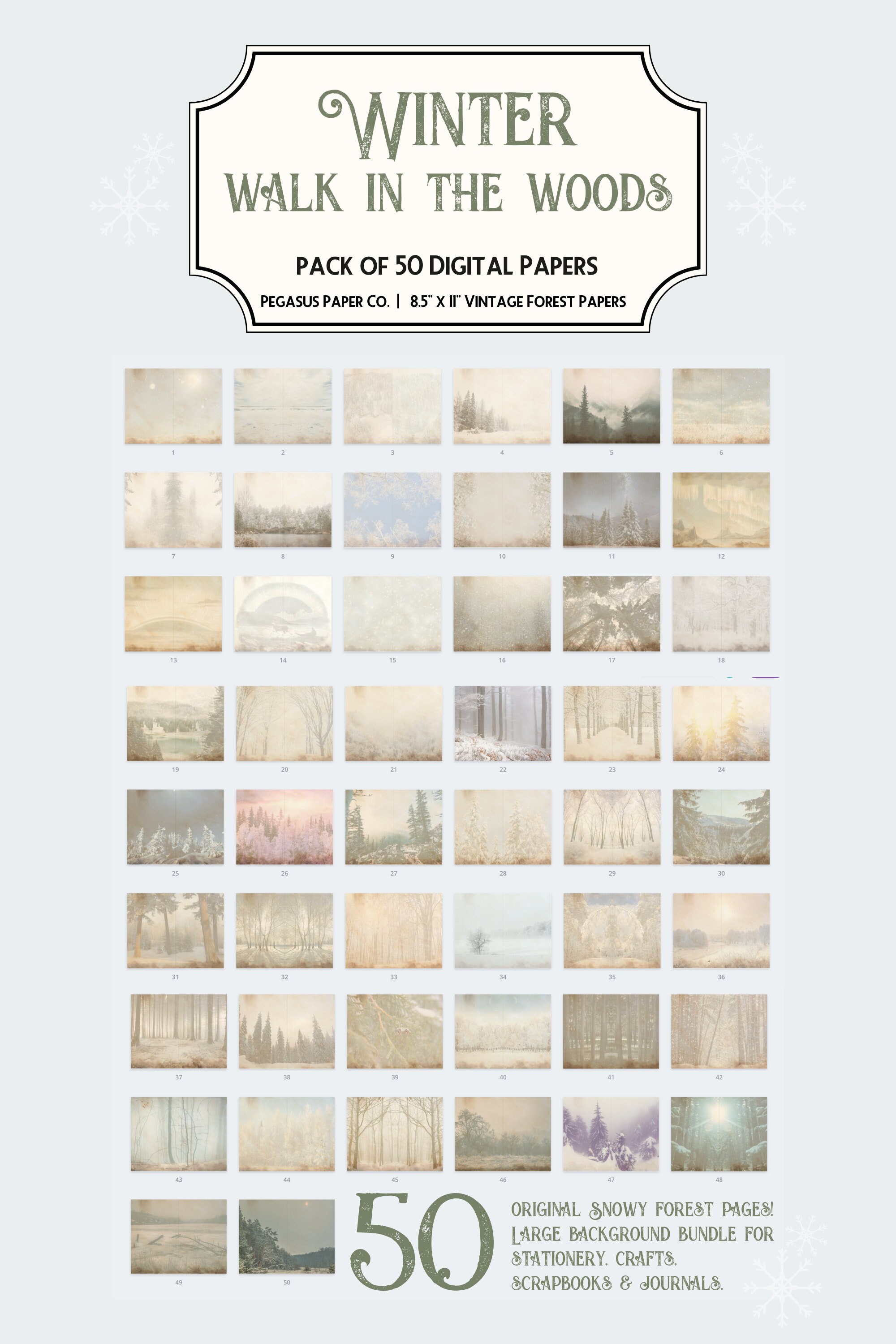 Walk in the Woods Winter Journal Pages Vintage 50 Page Paper - Etsy
