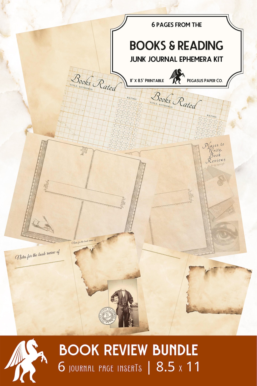 Book Review Journal Pages Bundle - Etsy
