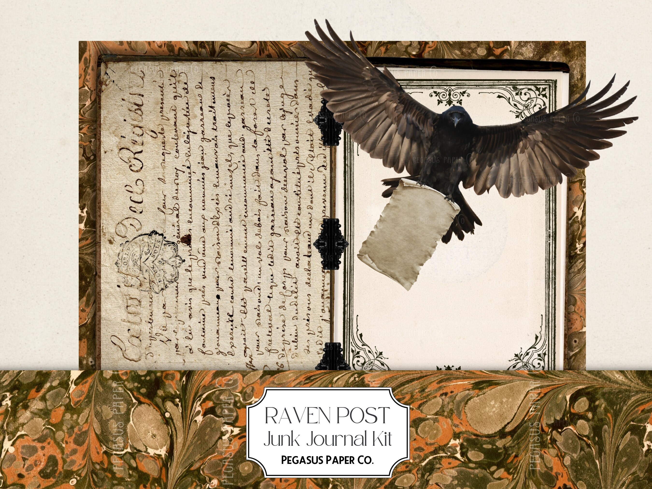 Junk Journal Kit Printable RAVEN POST With Ephemera Gift Cards - Etsy
