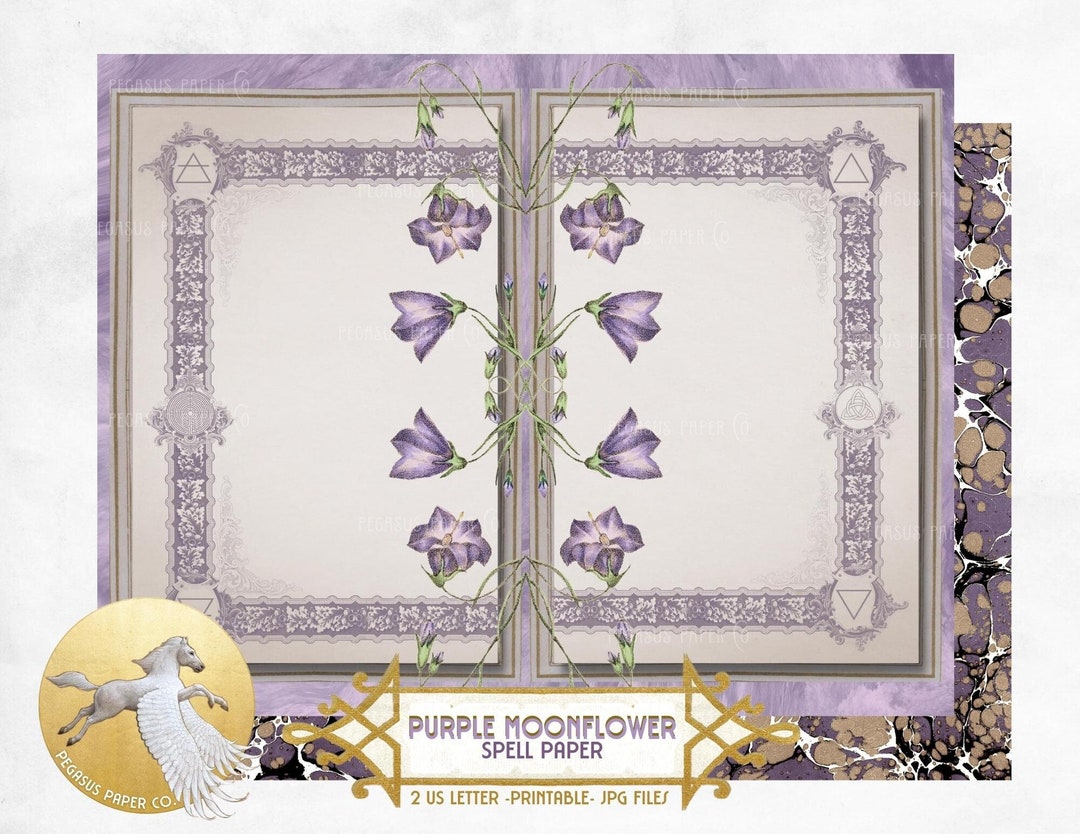 Purple Moonflower Spell Paper: Witchcraft Journal Page (digital ...