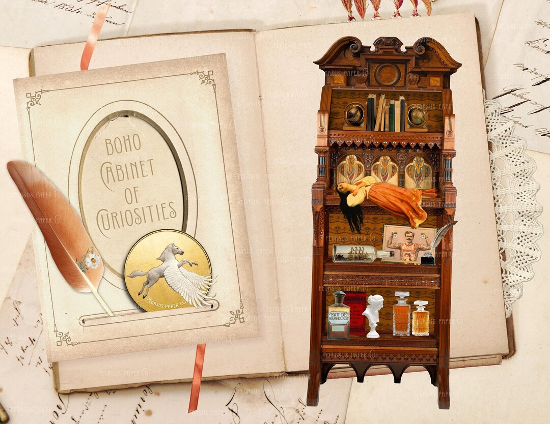 Boho Cabinet of Curiosities, Junk JOURNAL FURNITURE Kit, Mini Craft Kit ...