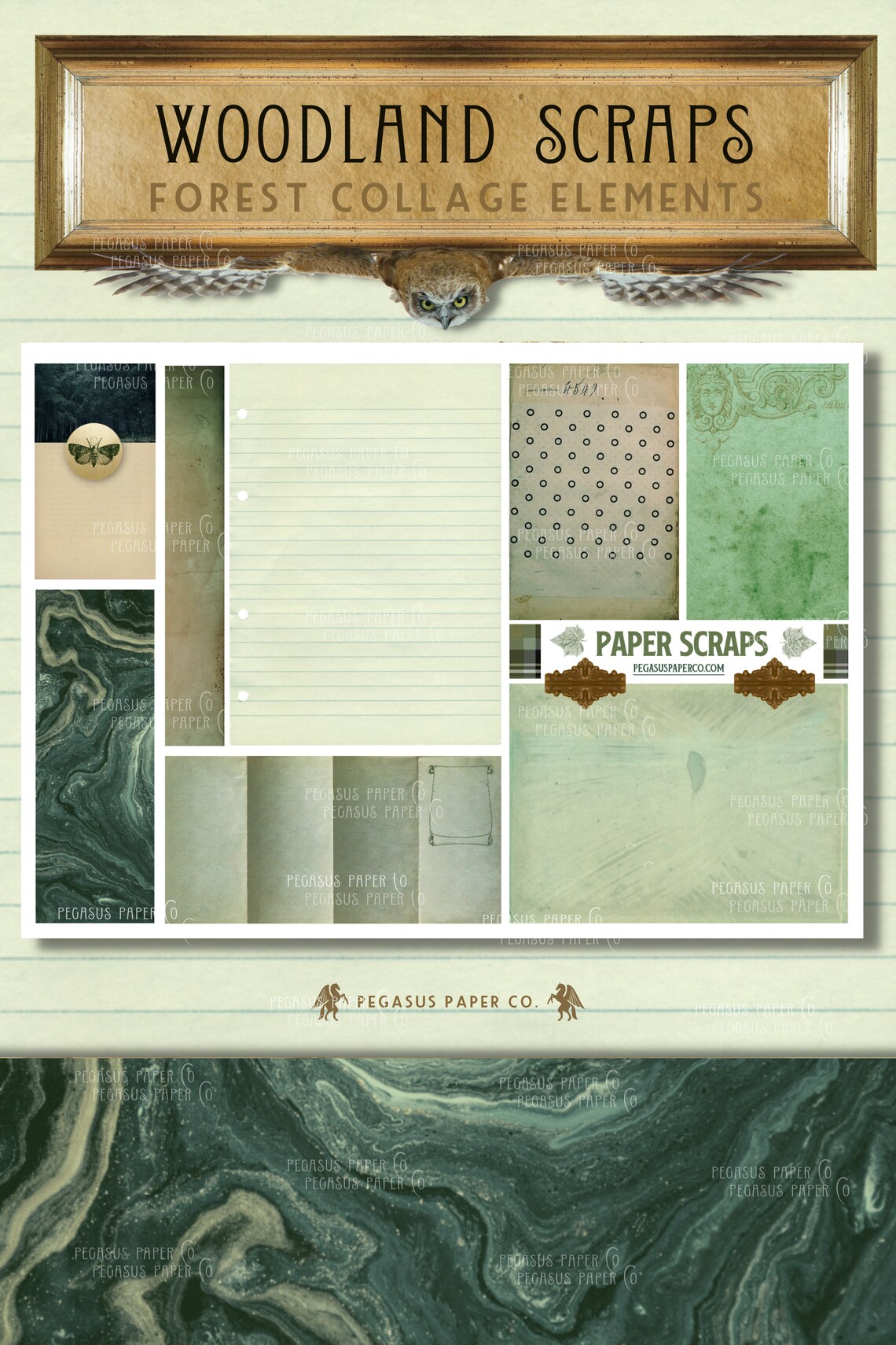 Woodland Scraps and Leaves Forest Collage Elements Printable - Etsy