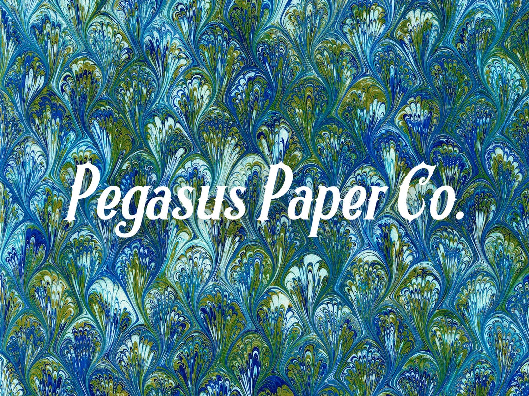 Digital Paper Download Peacock Pattern Blue Endpaper Bookbinding Junk ...