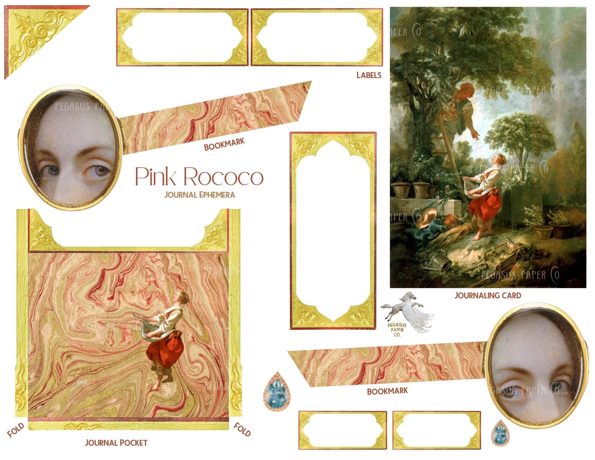 PINK ROCOCO EPHEMERA Pack Printable, Vintage Junk Journal Digital ...