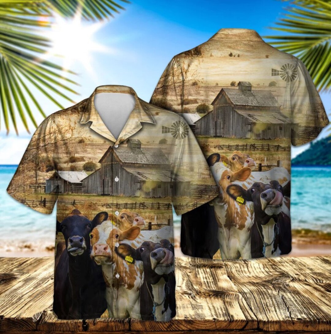 Funny Cow Farm Hawaiian Shirt Unisex Cow Hawaiian Shirts Cow - Etsy