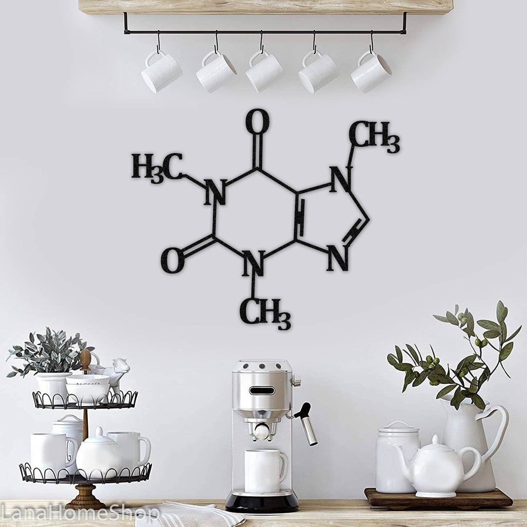 Coffee Caffeine Molecule Metal Bar Sign Café Home Kitchen - Etsy