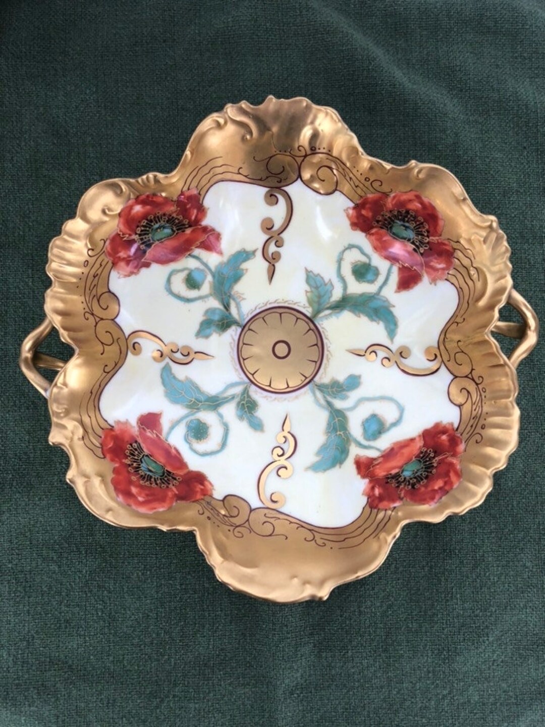 Pickard China Studios Gilt Poppy Bowl, Handpainted on Limoges Porcelain ...