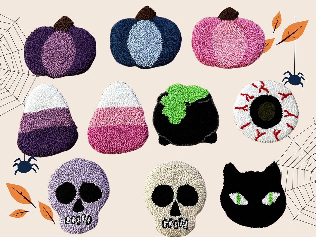 Punch Needle Halloween Coasters,spooky Decor,trick or Treat,tufted Rugs ...