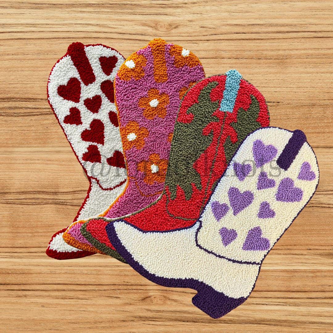 Handmade Punch Needle Cowgirl Boot Wall Hanging - Etsy
