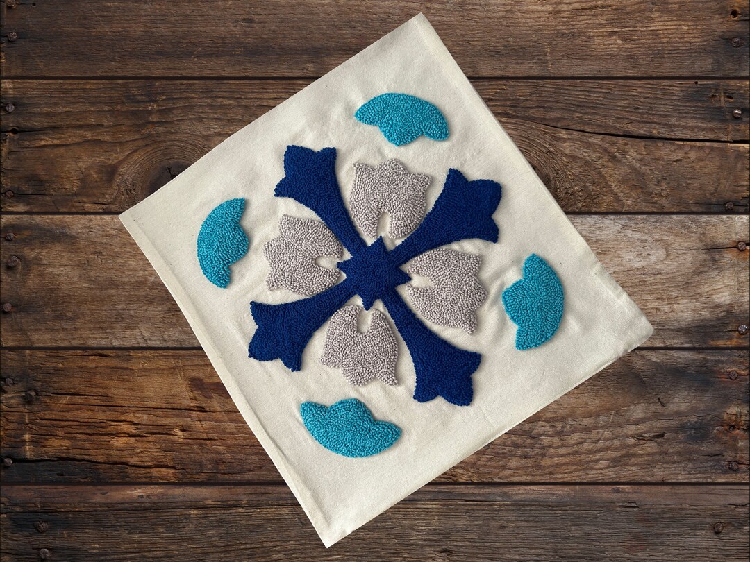 Mediterranean Style Punch Needle Pillow Cover, Handmade Decorative ...