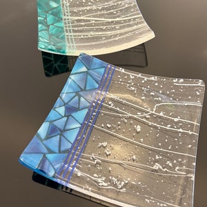Handmade Fused Glass Art Dish- Mosaic Style, Abstract Plate for ...