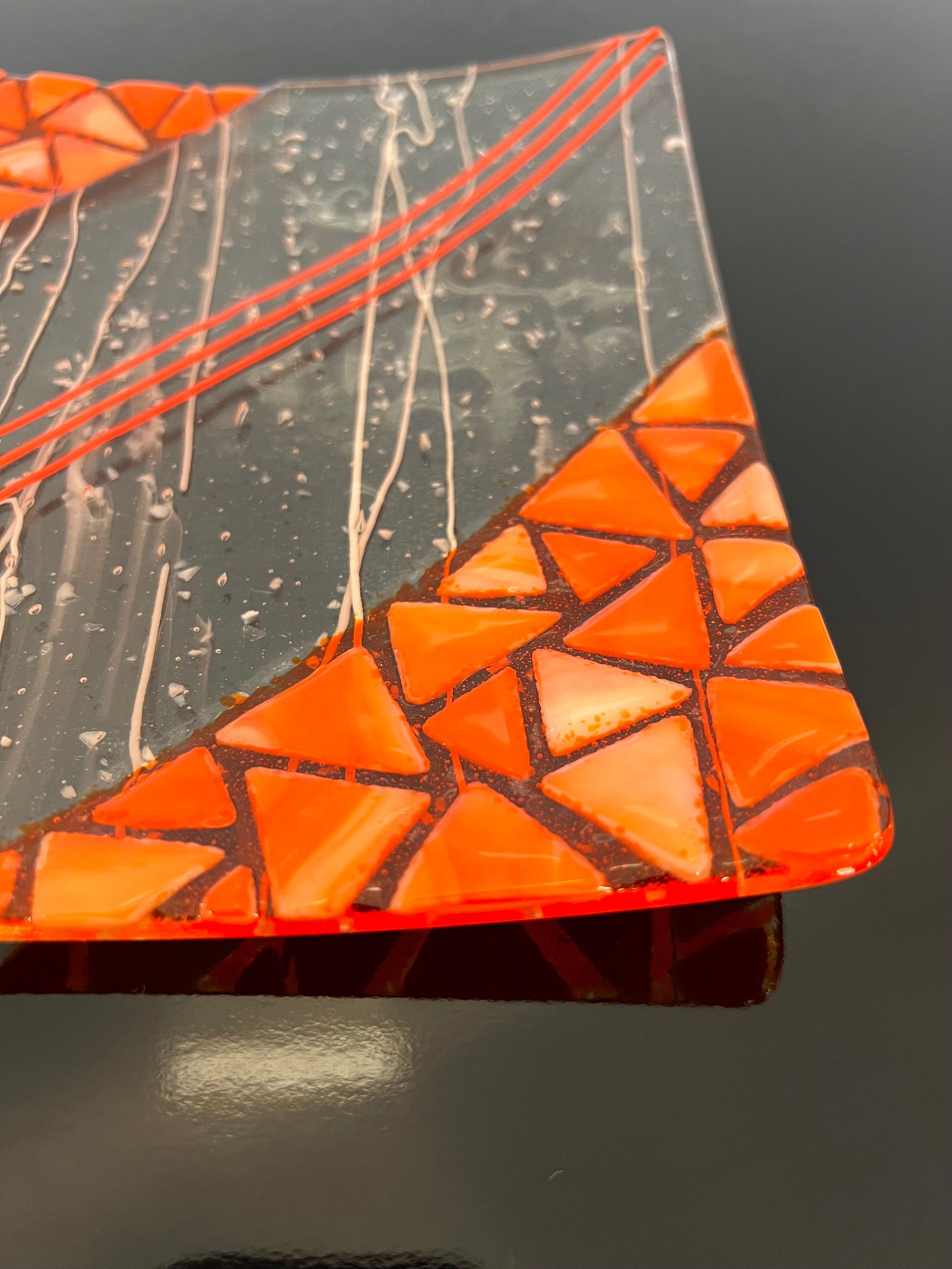 Handmade Fused Glass Art Dish- Mosaic Style, Abstract Plate for ...