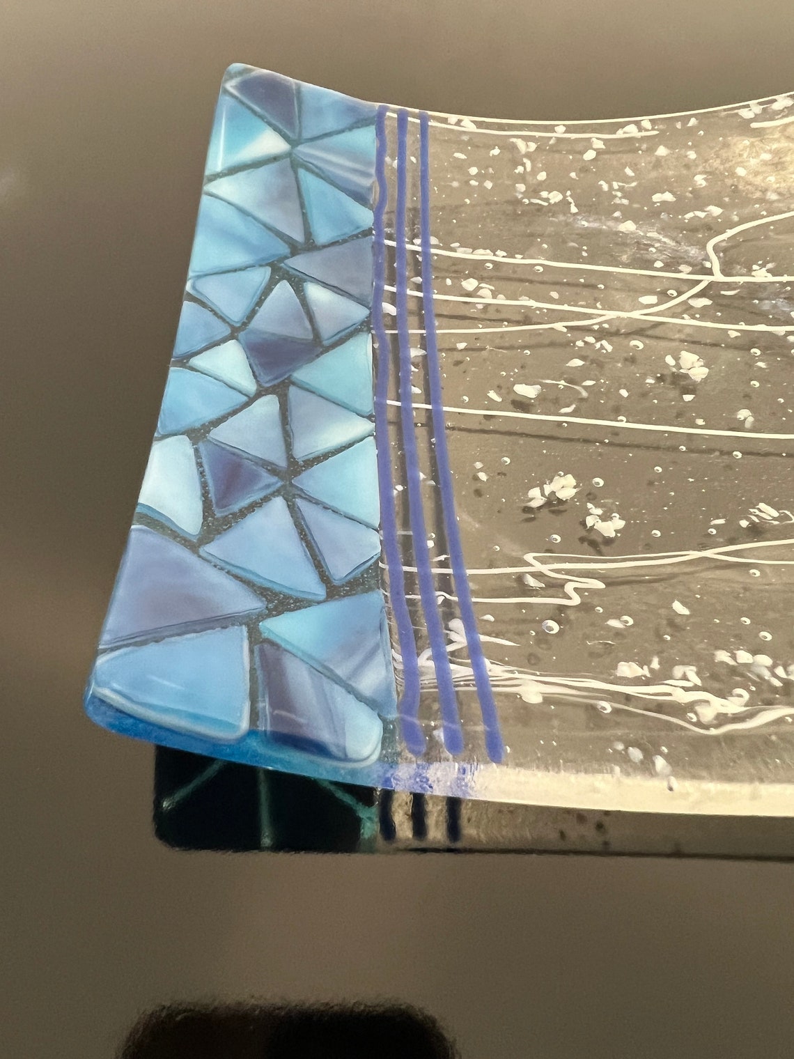 Handmade Fused Glass Art Dish- Mosaic Style, Abstract Plate for ...
