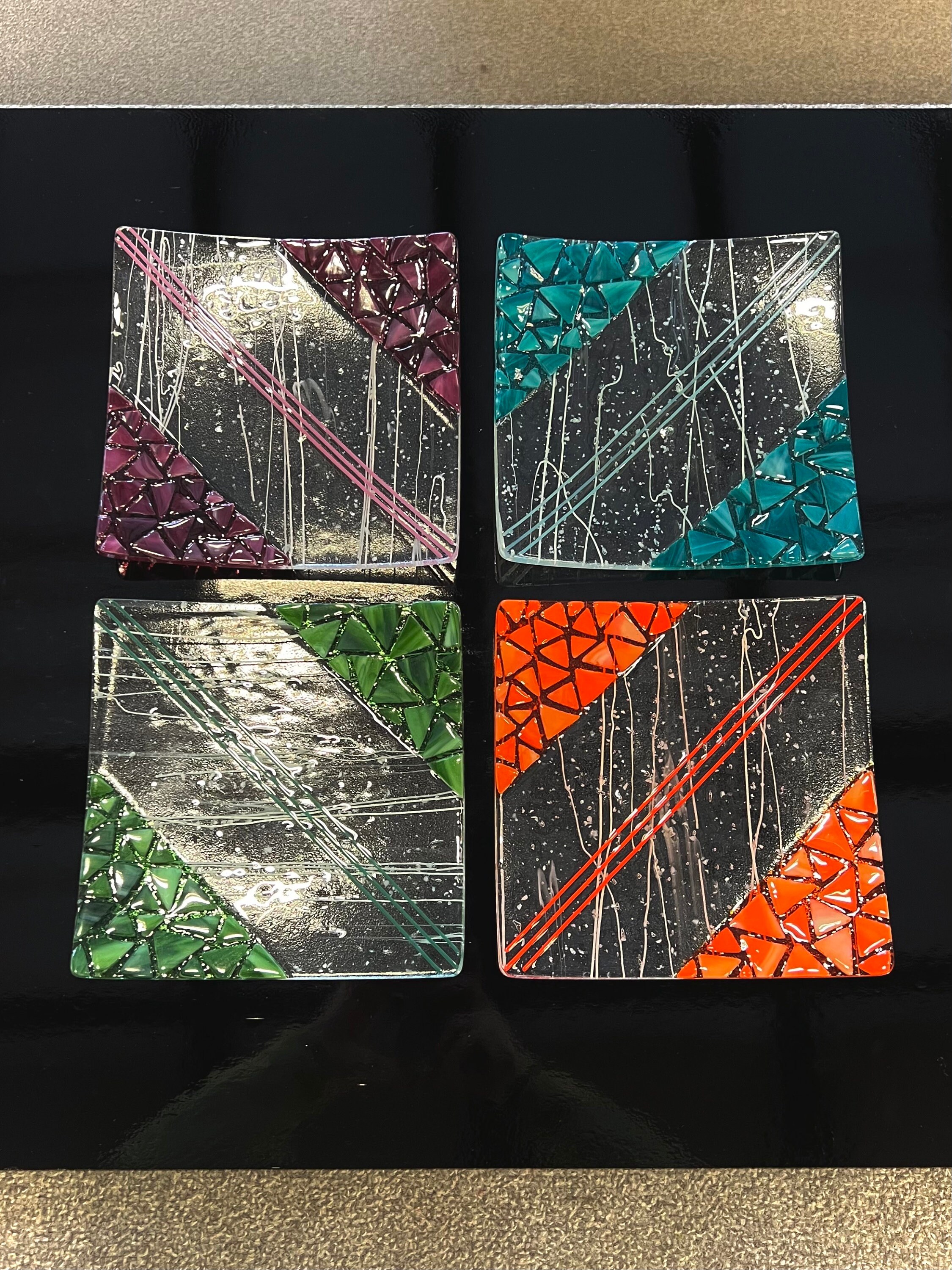Handmade Fused Glass Art Dish- Mosaic Style, Abstract Plate for ...