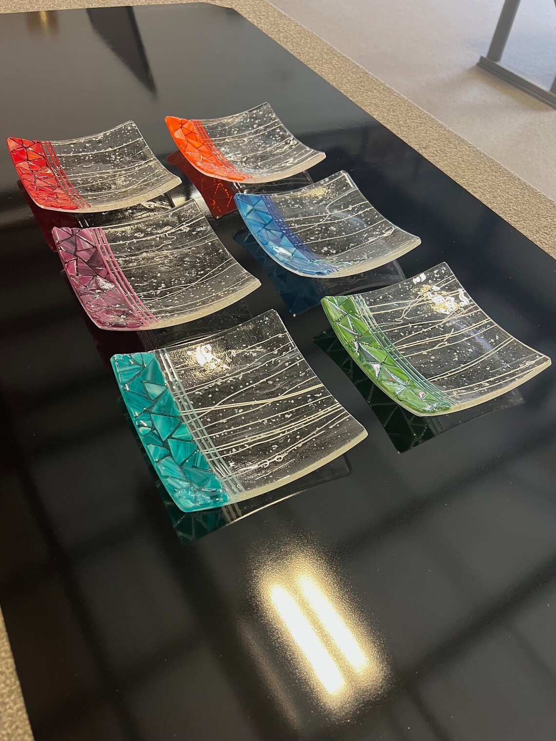Handmade Fused Glass Art Dish- Mosaic Style, Abstract Plate for ...