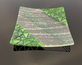 Handmade Fused Glass Art Dish Mosaic Style, Abstract Plate for ...
