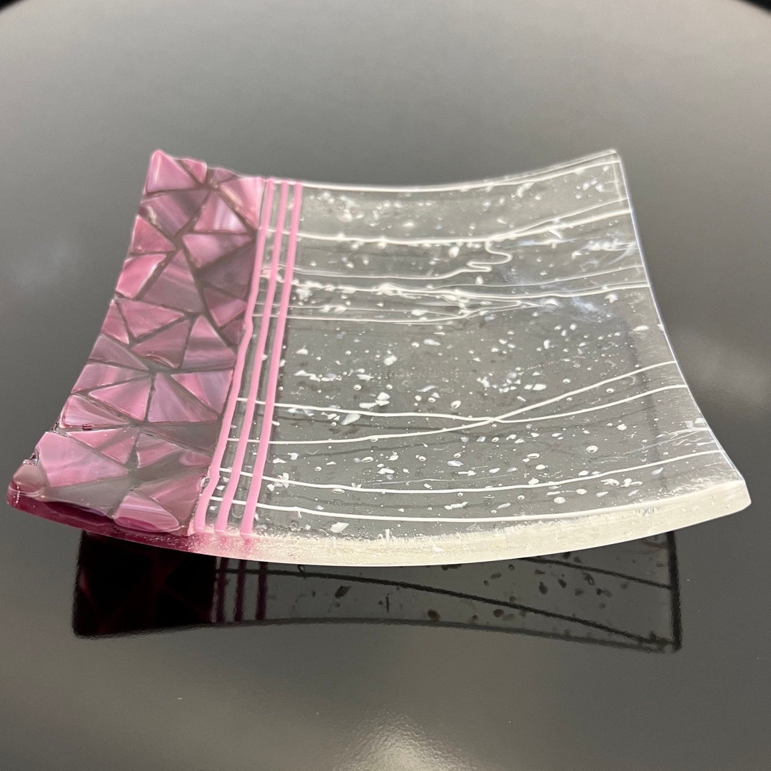 Handmade Fused Glass Art Dish- Mosaic Style, Abstract Plate for ...