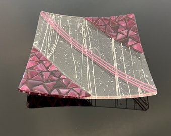 Handmade Fused Glass Art Dish Mosaic Style, Abstract Plate for ...
