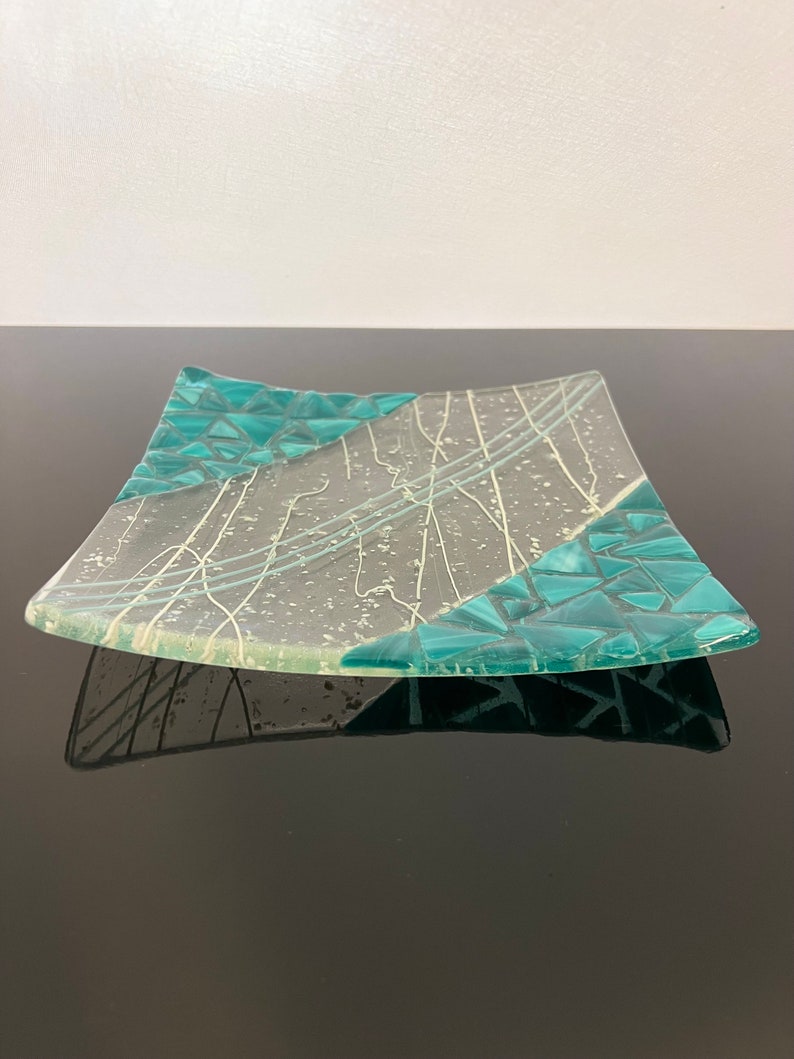 Handmade Fused Glass Art Dish- Mosaic Style, Abstract Plate for ...