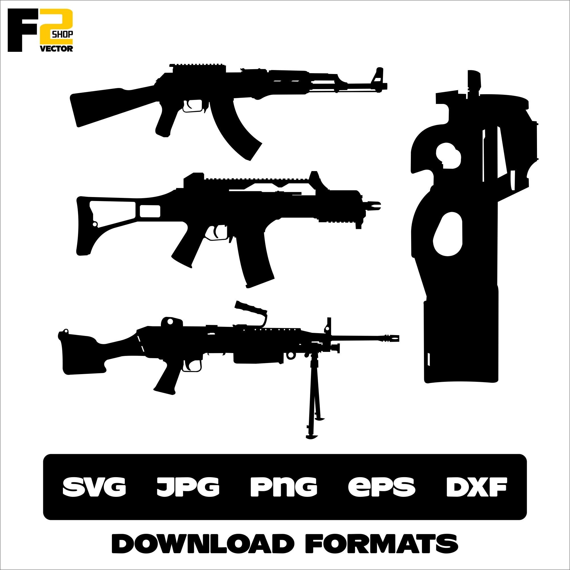 Guns Svg Gun Svg File Ak47 Svg M249 Svg P90 Svg Pubg | Etsy Canada