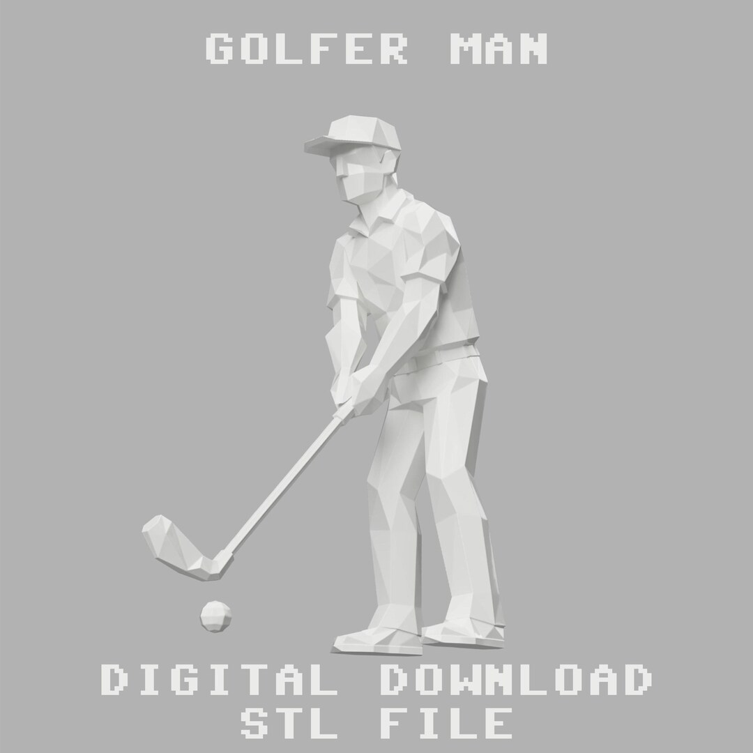 Golfer Man Low Poly Model Stl File | Digital Download - Etsy