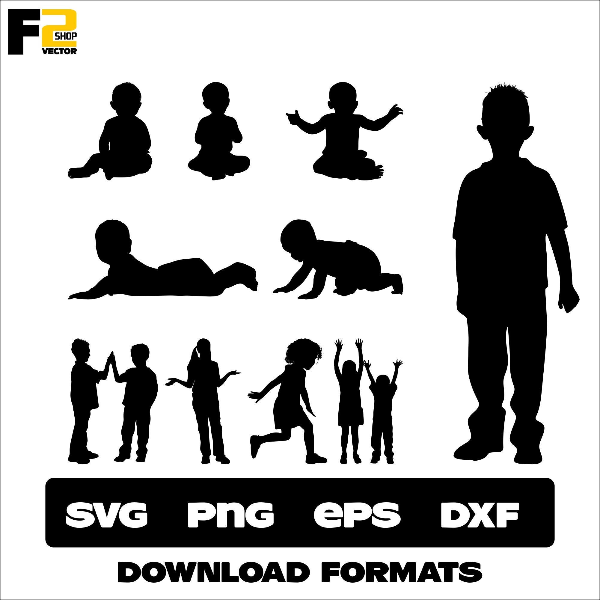 Enfants et bébés Svg Bébé Svg Silhouette denfants Bébé mignon Svg ...