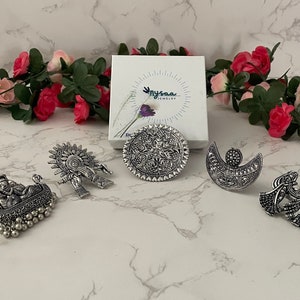 Oxidized Silver Radha Krishna Ring: Adjustable Oversized Statement - Etsy