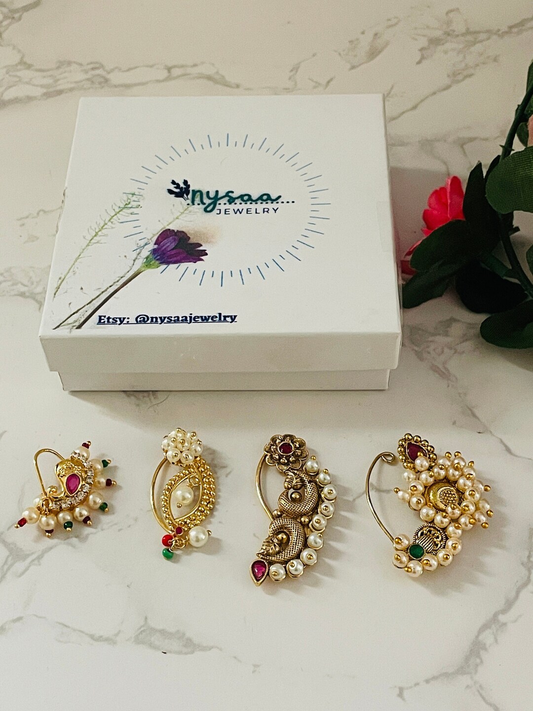 Traditional Nose Pins | Nose Press Pins | Nath | Nathini ...