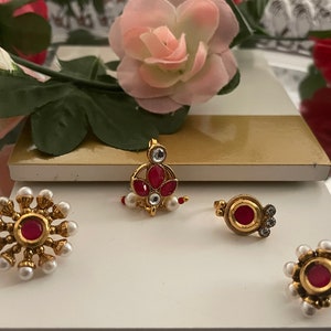 Beautiful Gold Plated Clip on Nose Pins Gold Plated Pearl Nose Rings ...