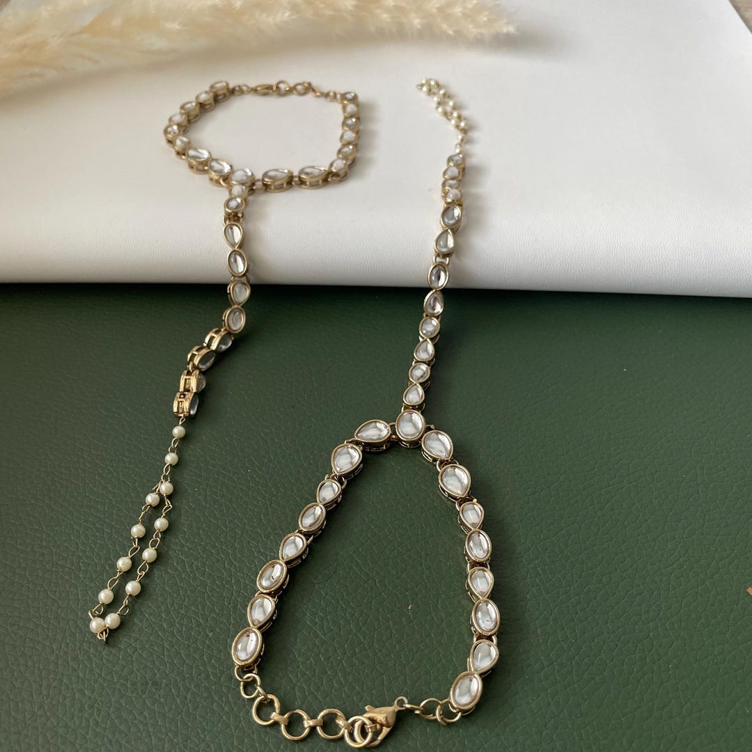 Antique Gold Colored Kundan and Pearl Haath Panja - Etsy