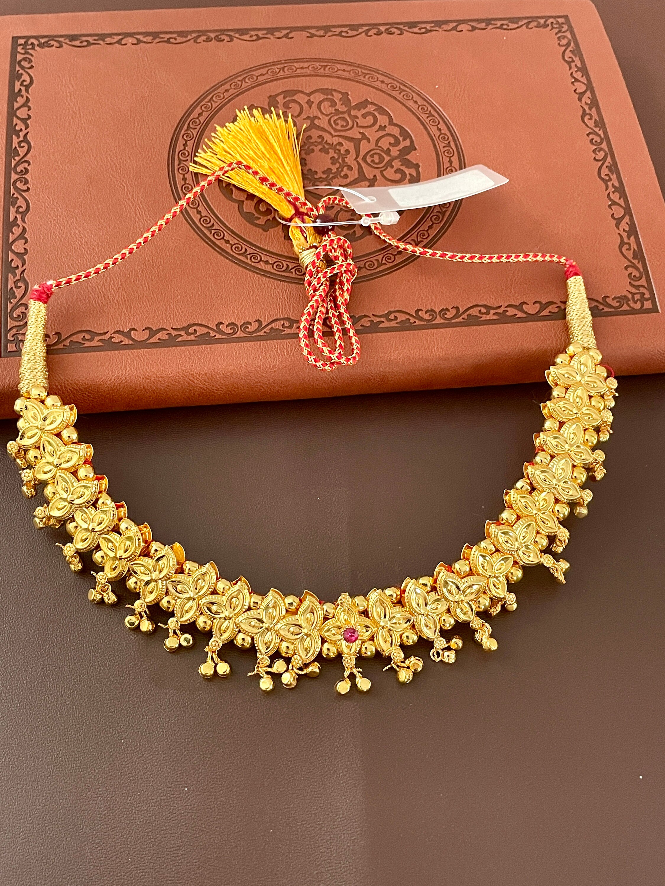 Kolhapuri Belpan thushi Bel Patra Maharashtrian Thushi Necklace Micro Gold Plated thushi Necklace