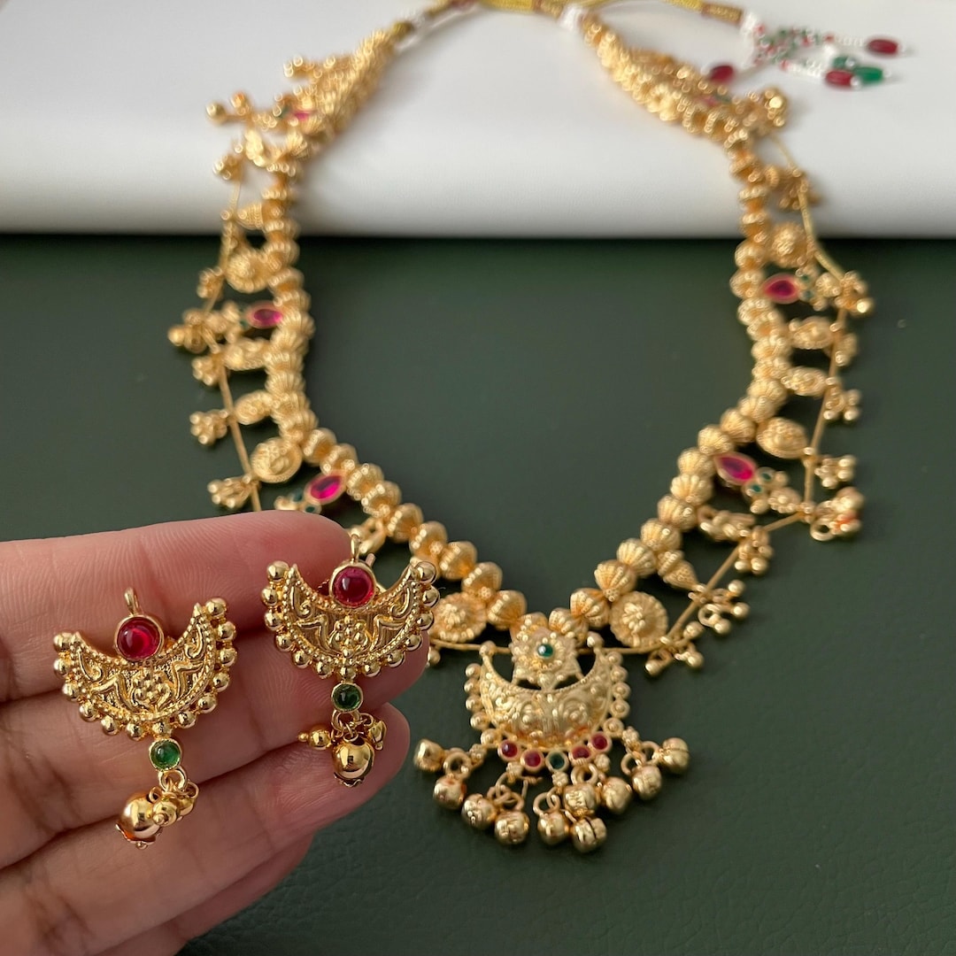 Kolhapuri Saaj With Traditional Earrings : Marathi Bridal Jewelry - Etsy
