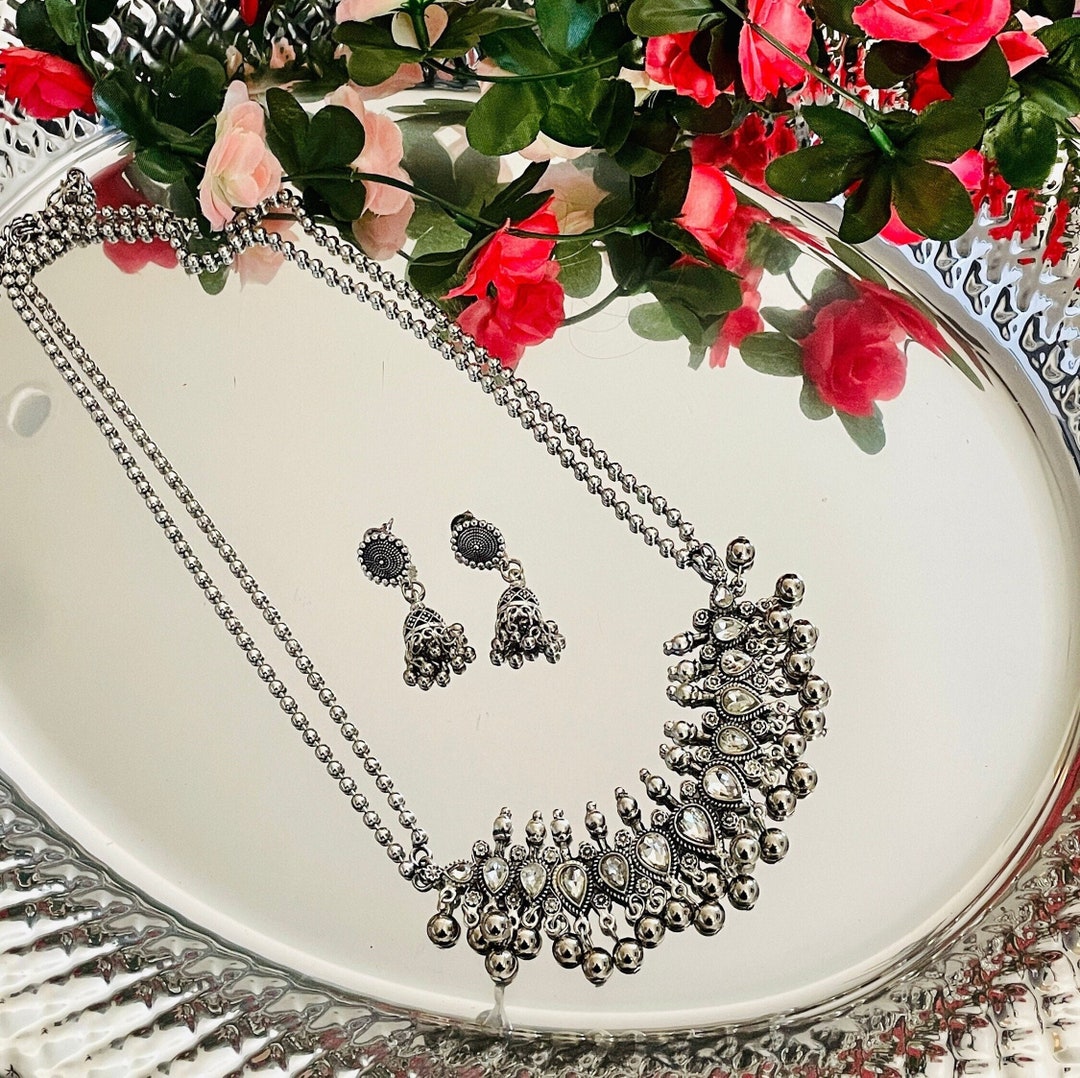 Oxidised Tanmani Oxidised Maharashtrian Tanmani Necklace Long Beads ...