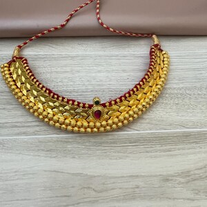 Mahalaxmi Vajratik Maharashtrian Thushi Necklace Micro Gold Plated ...
