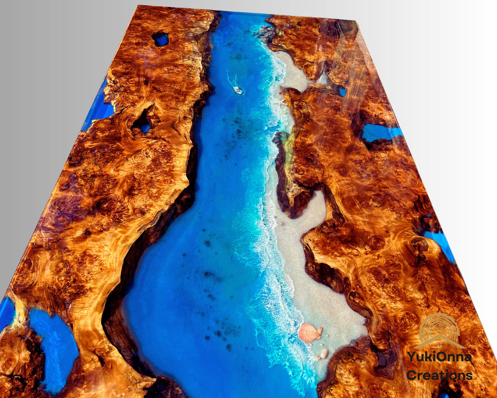 Luxurious Epoxy Dining Table Model for Your Home, Custom Live Edge ...