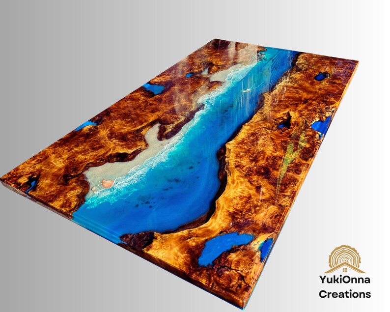 Luxurious Epoxy Dining Table Model for Your Home, Custom Live Edge ...