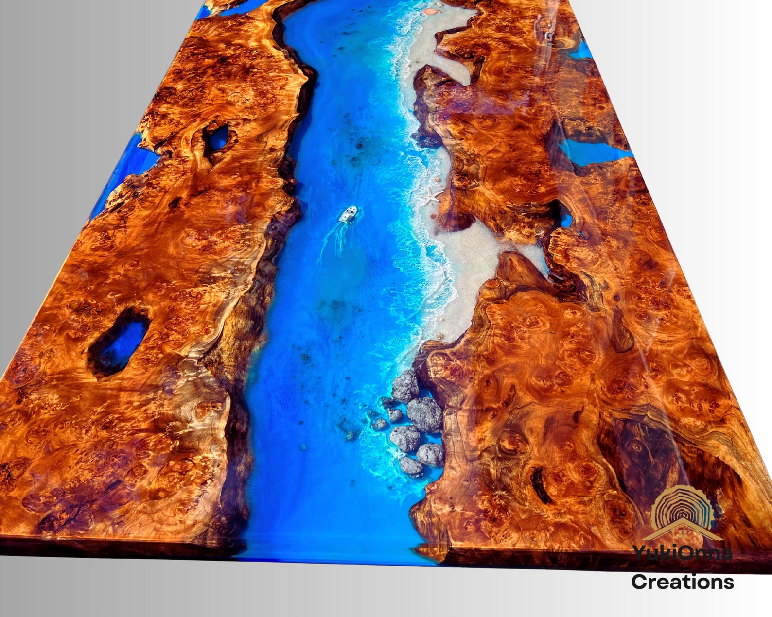 Luxurious Epoxy Dining Table Model for Your Home, Custom Live Edge ...