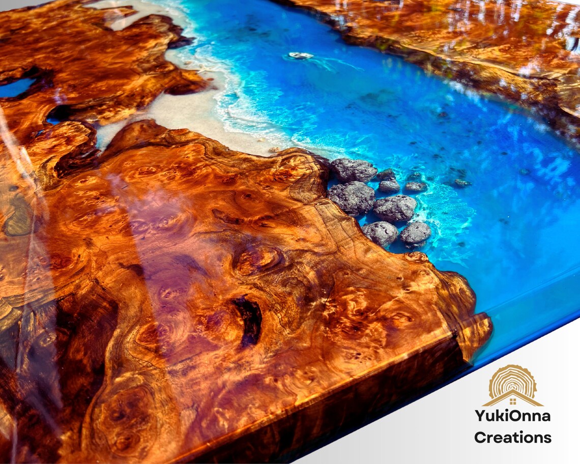 Luxurious Epoxy Dining Table Model for Your Home, Custom Live Edge ...