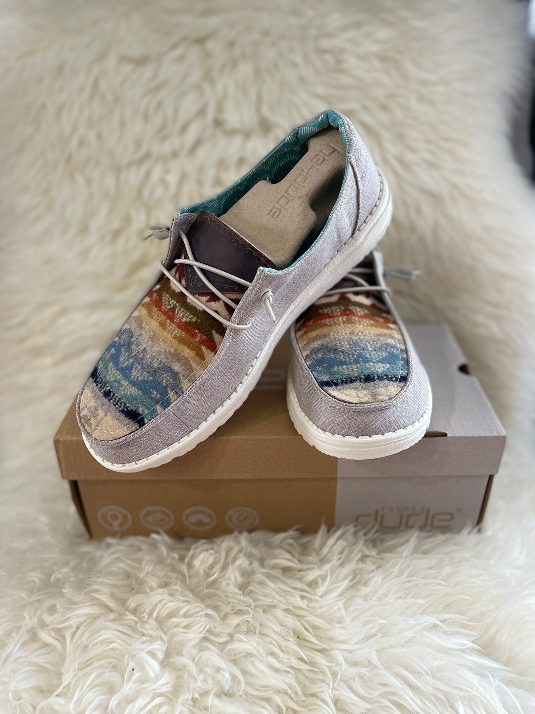 Woman’s Custom Wool Hey Dude’s With Leather! - Etsy