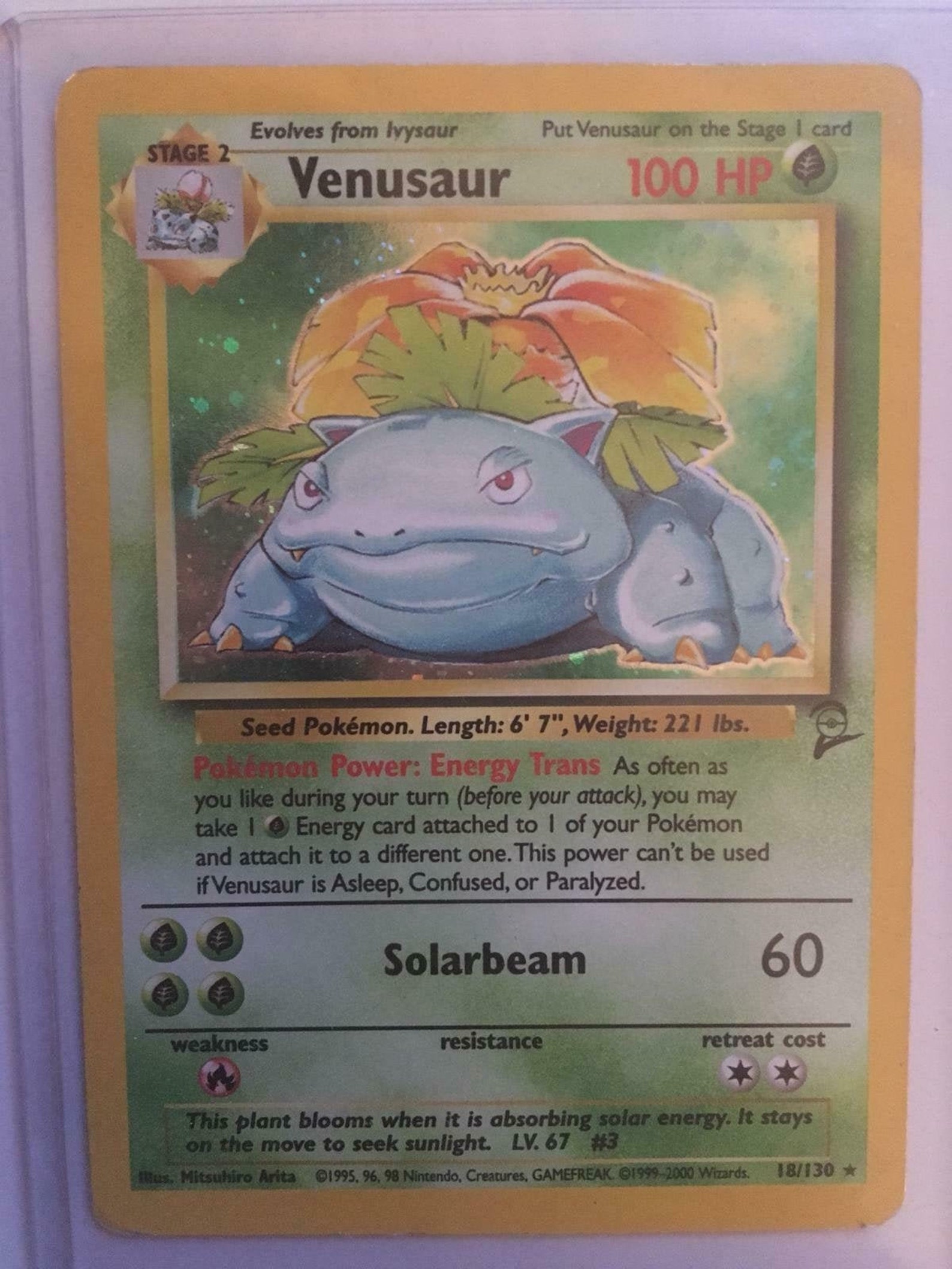 RARE Venusaur Pokemon Card Base Set 2 18/130 Holo WOTC - Etsy