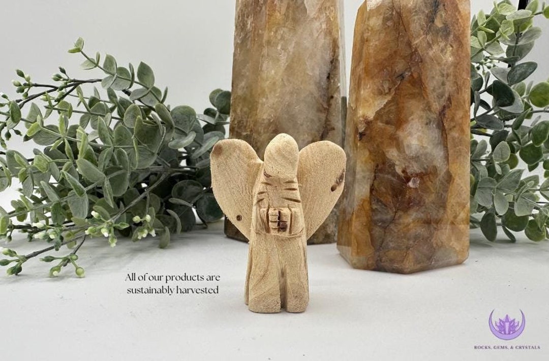 Palo Santo Angel Figurine – Natural Aromatic Wood Carving for Home Decor and Spiritual Healing ...