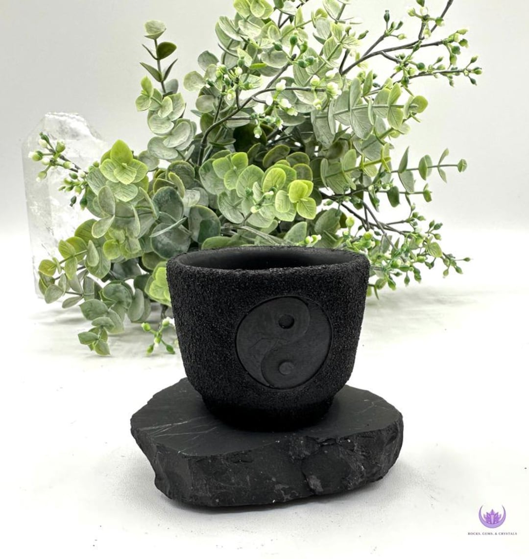 Shungite Yin Yang Candle Holder/cup/chalice - Handcrafted Shungite Yin ...