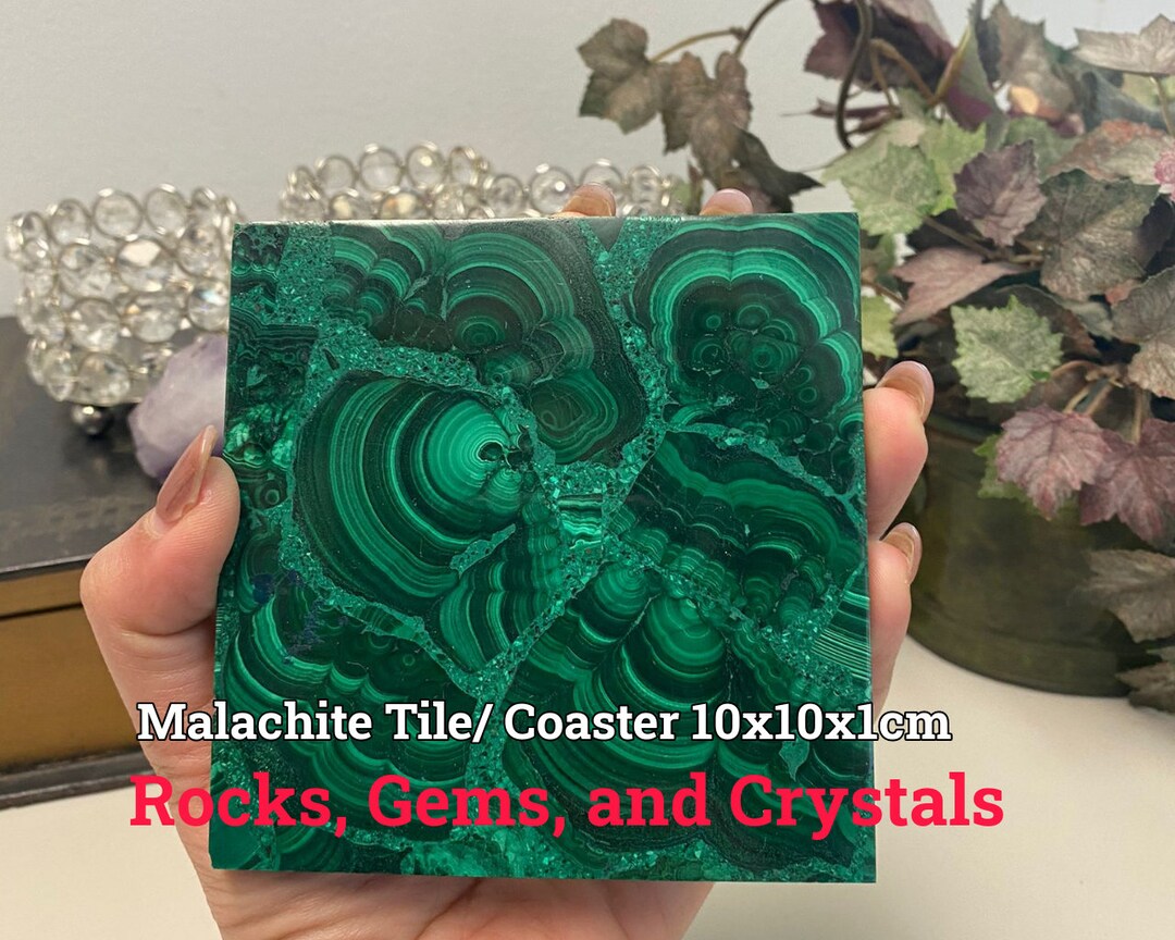 Malachite Tile 10x10x1 Cm | Healing Power | Chakra | Coaster - Etsy