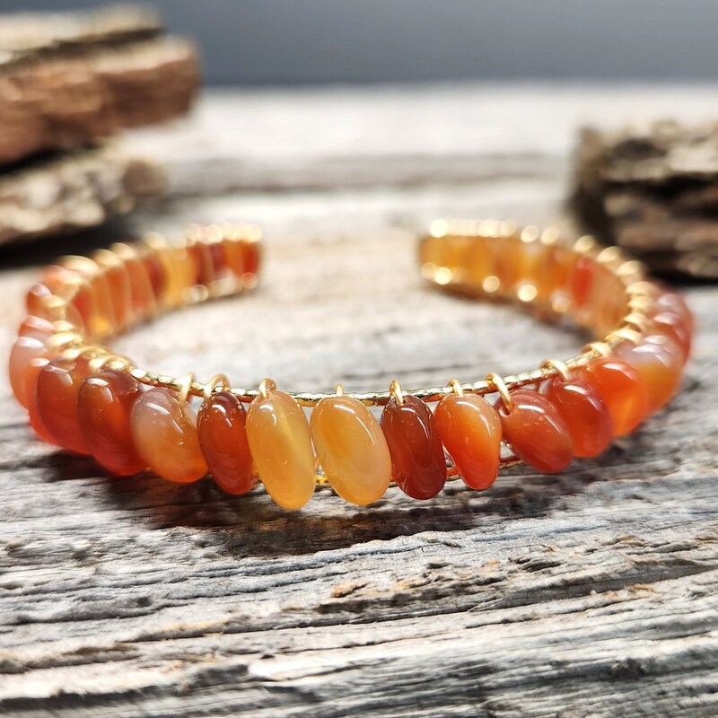 Natural Carnelian Bangle Bracelet - Etsy