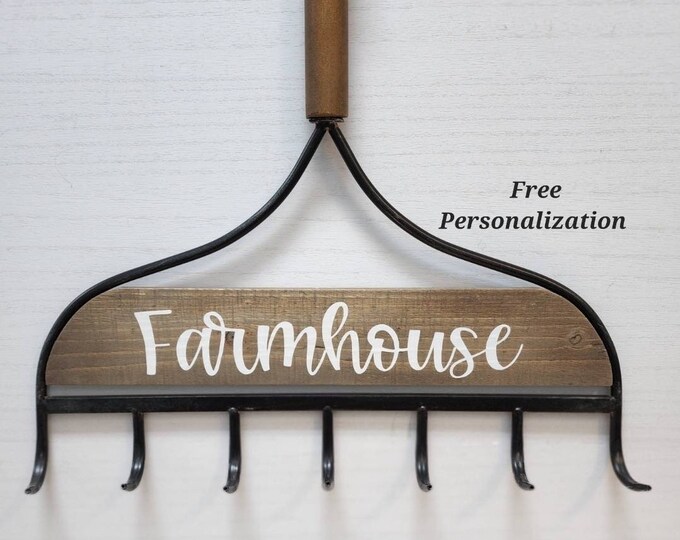 Rustic Farmhouse Rake Wall Decor, Wall Hook Decor, Wedding Decor ...