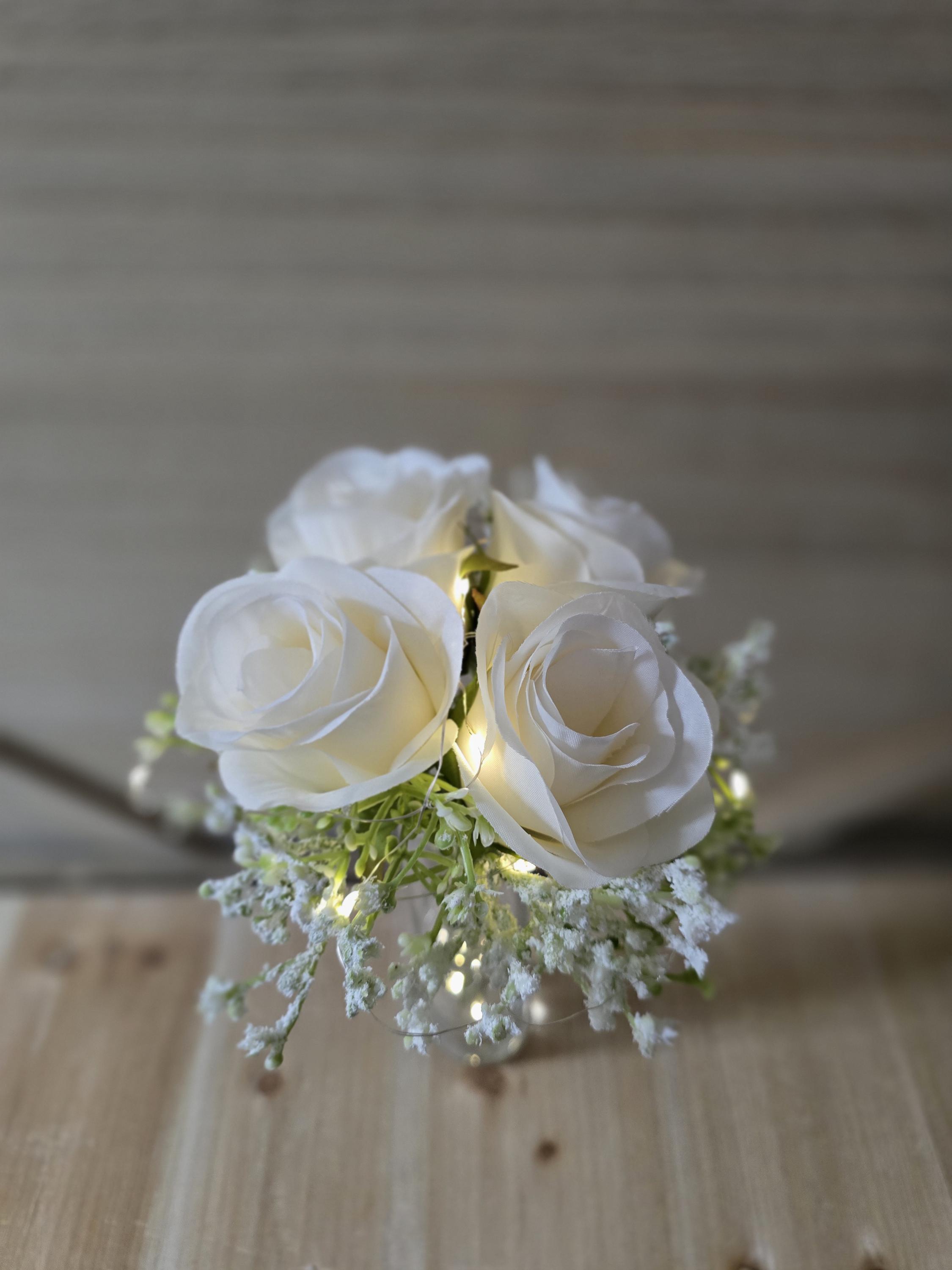 Ivory Rose Lighted Centerpiece, Wedding Centerpiece, Bridal Shower ...