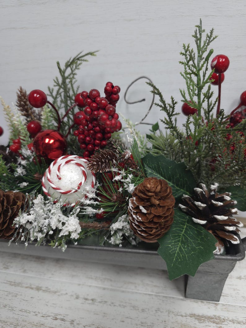 Christmas Centerpiece, Winter Arrangement, Winter Table Decor, Holiday ...